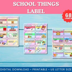 School Supplies Label Set – Printable for Kids & Classrooms | Back to ...