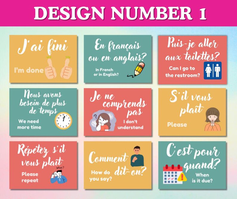 French Classroom Phrases Printable Poster Set – Colorful Bulletin Board ...