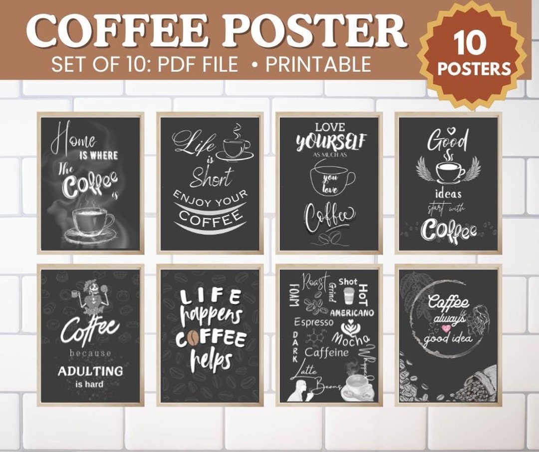 Coffee Wall Art Mega Bundle | Set of 10 Coffee Posters | Coffee Prints ...