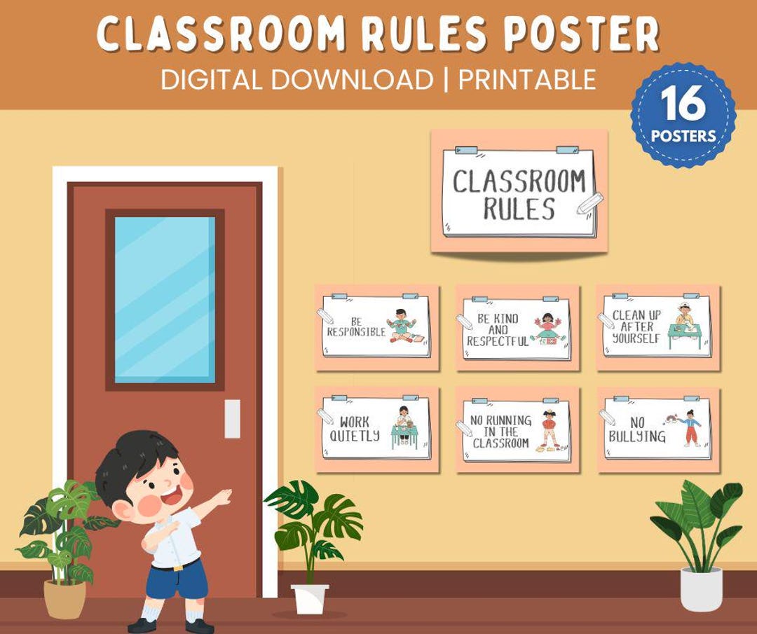 Printable Classroom Rules | Daycare Behavior Guidelines | Pre-k Rules ...