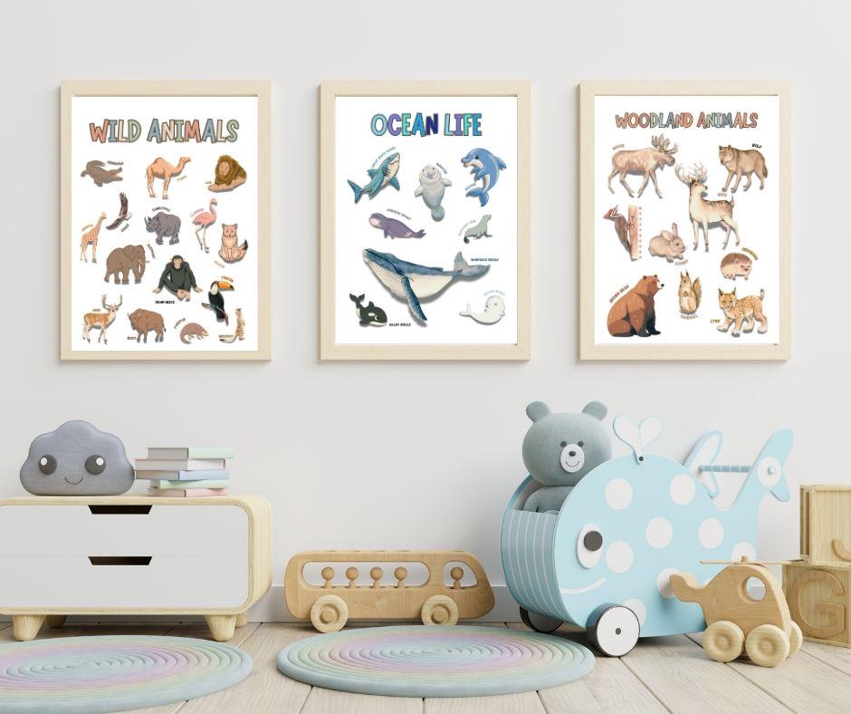 Set of 8 Educational Posters | Alphabet Poster | ABC Poster | Kids ...