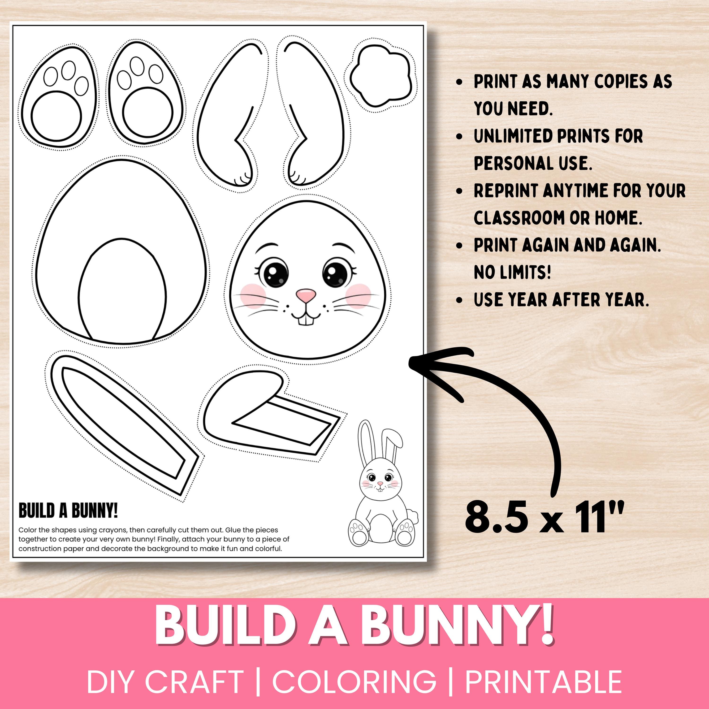 Build-a-bunny Coloring Craft | DIY Cut and Paste Activity | Printable ...