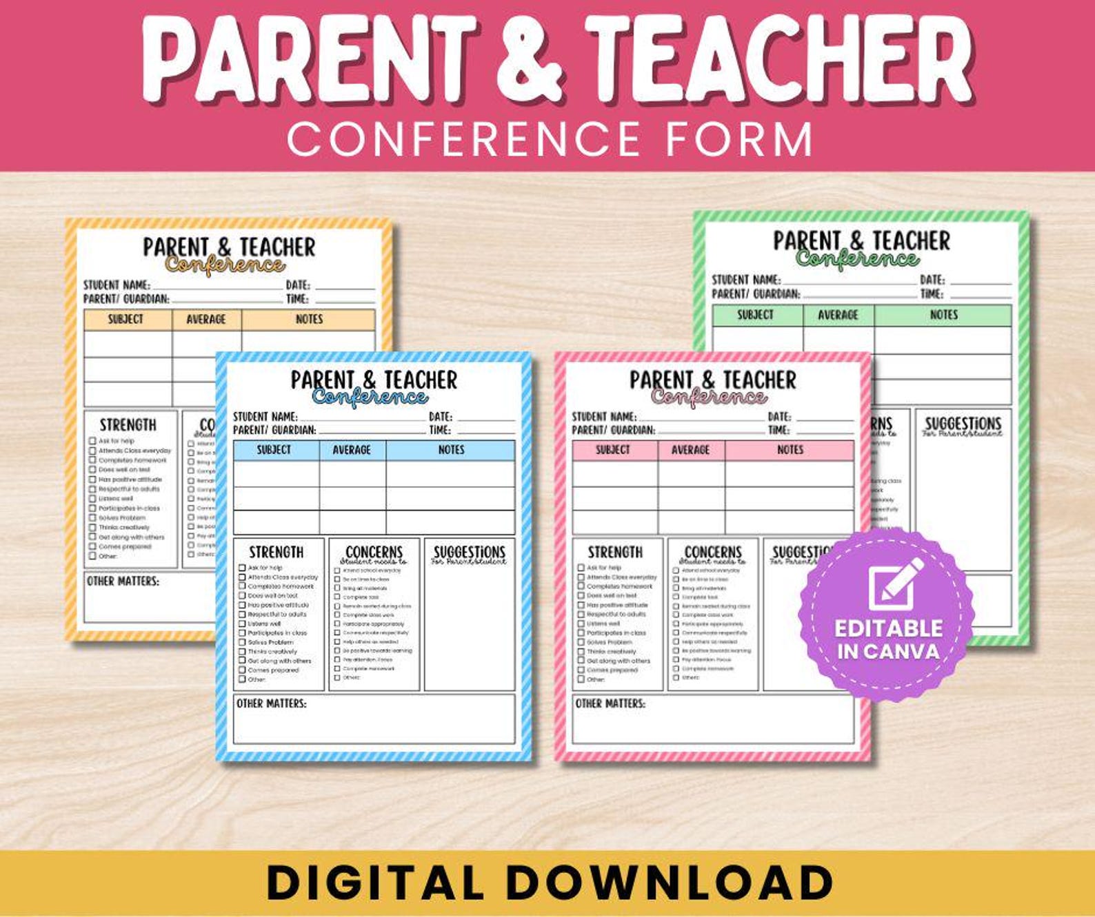 Parent-teacher Conference Forms Bundle | Lesson Plans & School ...