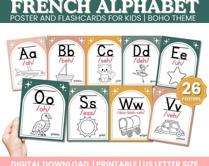 French Alphabet Flashcards | Digital Download, Montessori, Printable ...