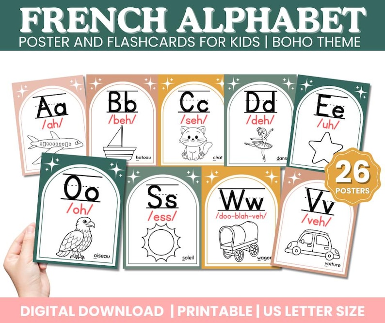 French Alphabet Posters & Flashcards | Boho Classroom Decor ...