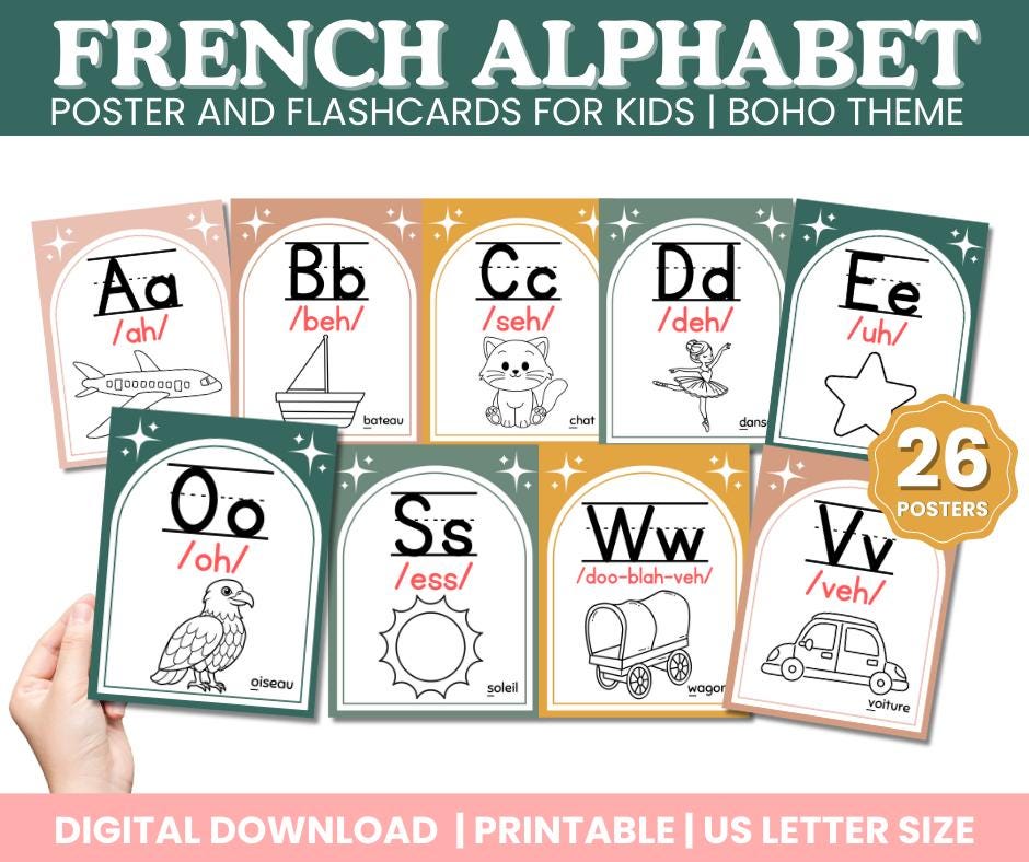 French Alphabet Posters & Flashcards | Boho Classroom Decor ...