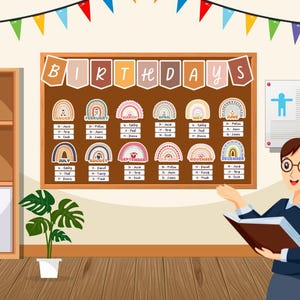 Editable Rainbow Birthday Board for Classroom Decor – Boho-themed ...