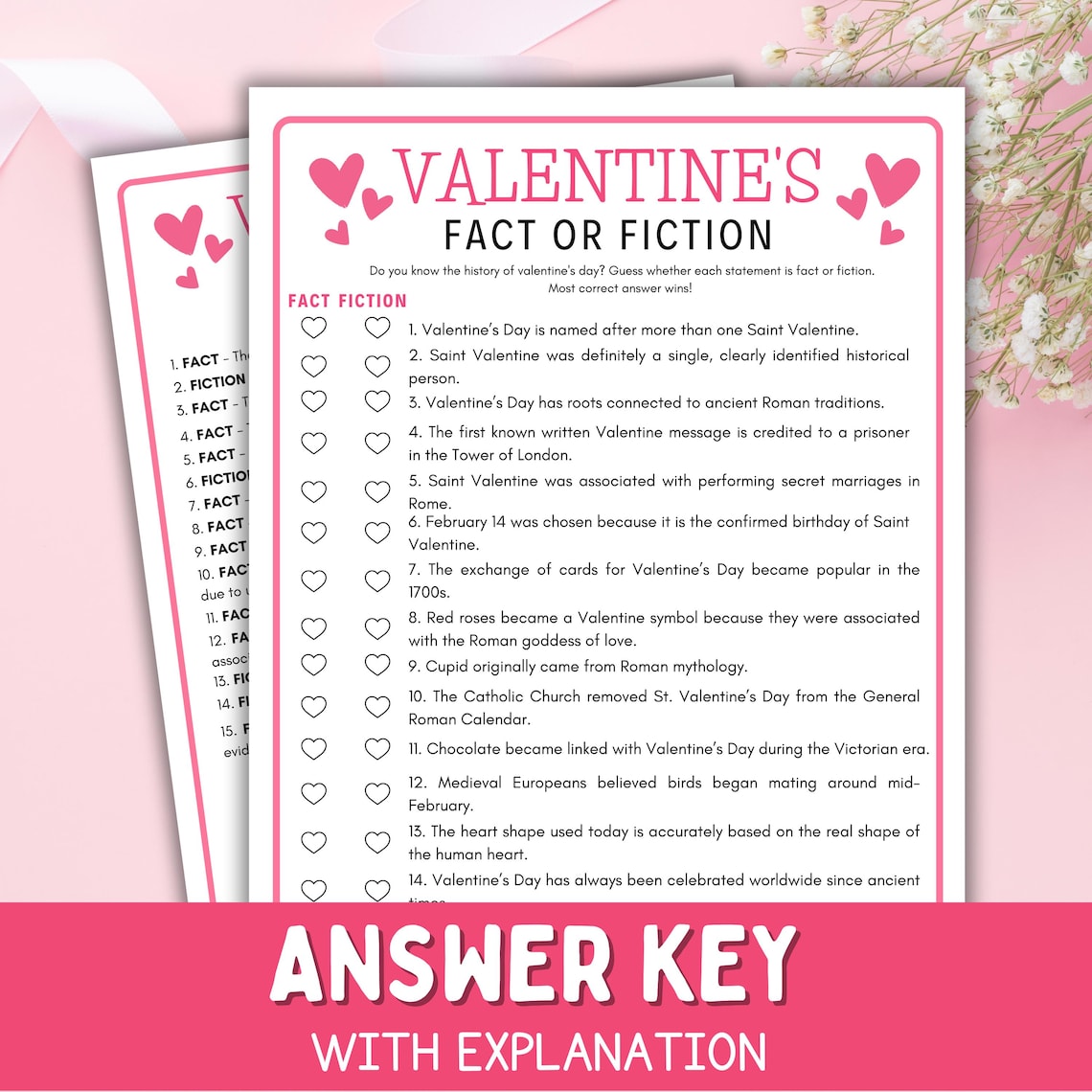 Valentine's Fact or Fiction Game: Fun Trivia Quiz (printable PDF) - Etsy