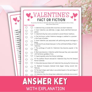 Valentine's Fact or Fiction Game: Fun Trivia Quiz (printable PDF) - Etsy