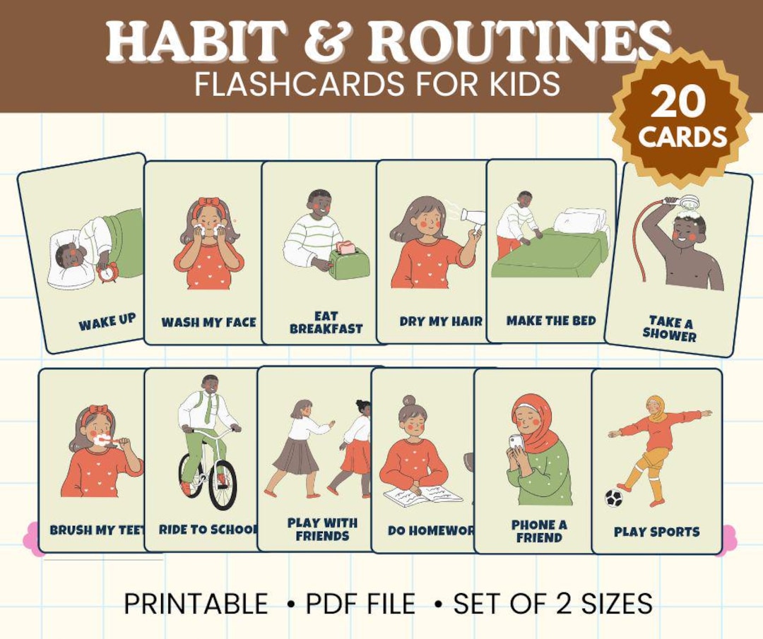 Daily Routine Flashcards for Kids | Montessori Visual Schedule ...