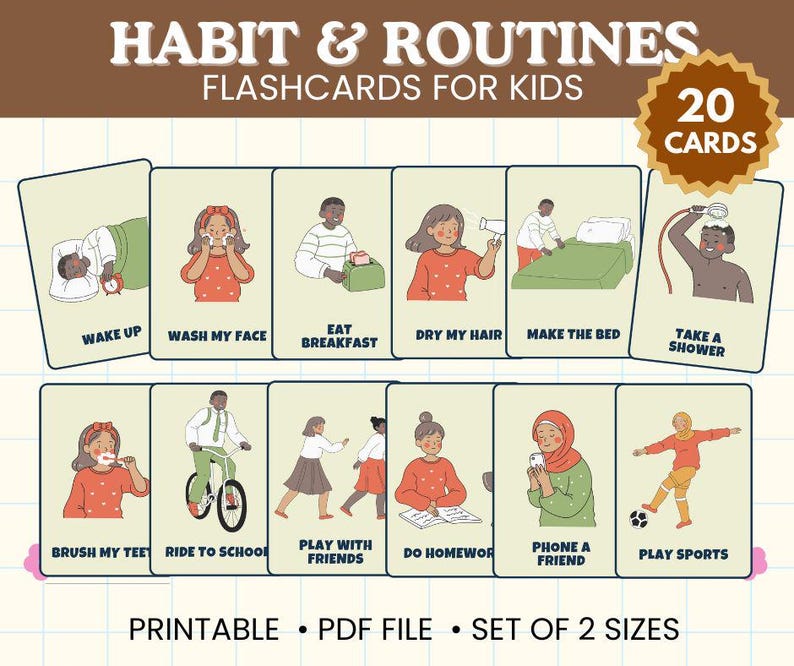 Daily Routine Flashcards for Kids | Montessori Visual Schedule ...