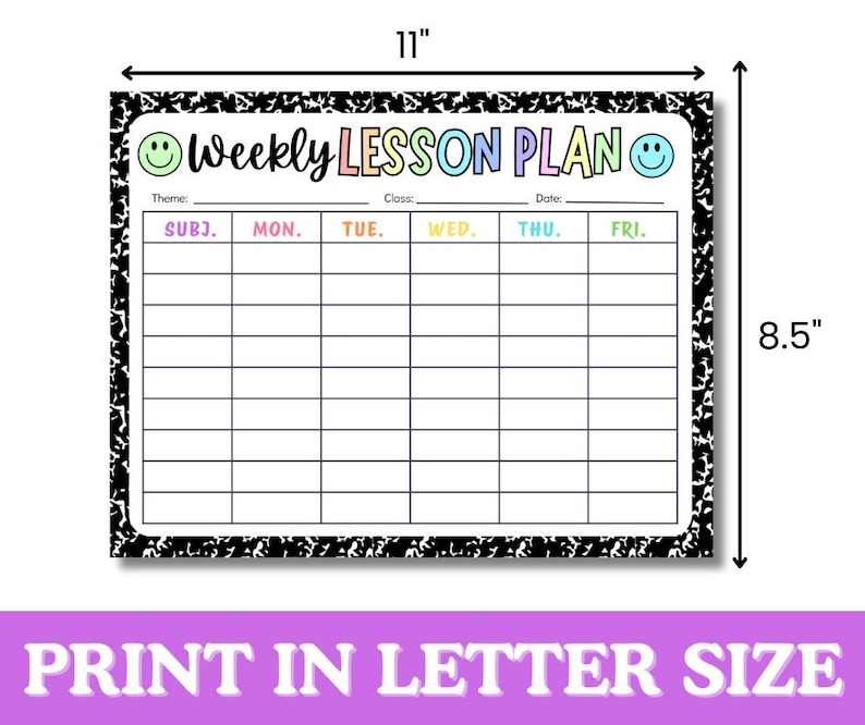 Simple Weekly Lesson Plan Template-preschool/kindergarten-instant ...