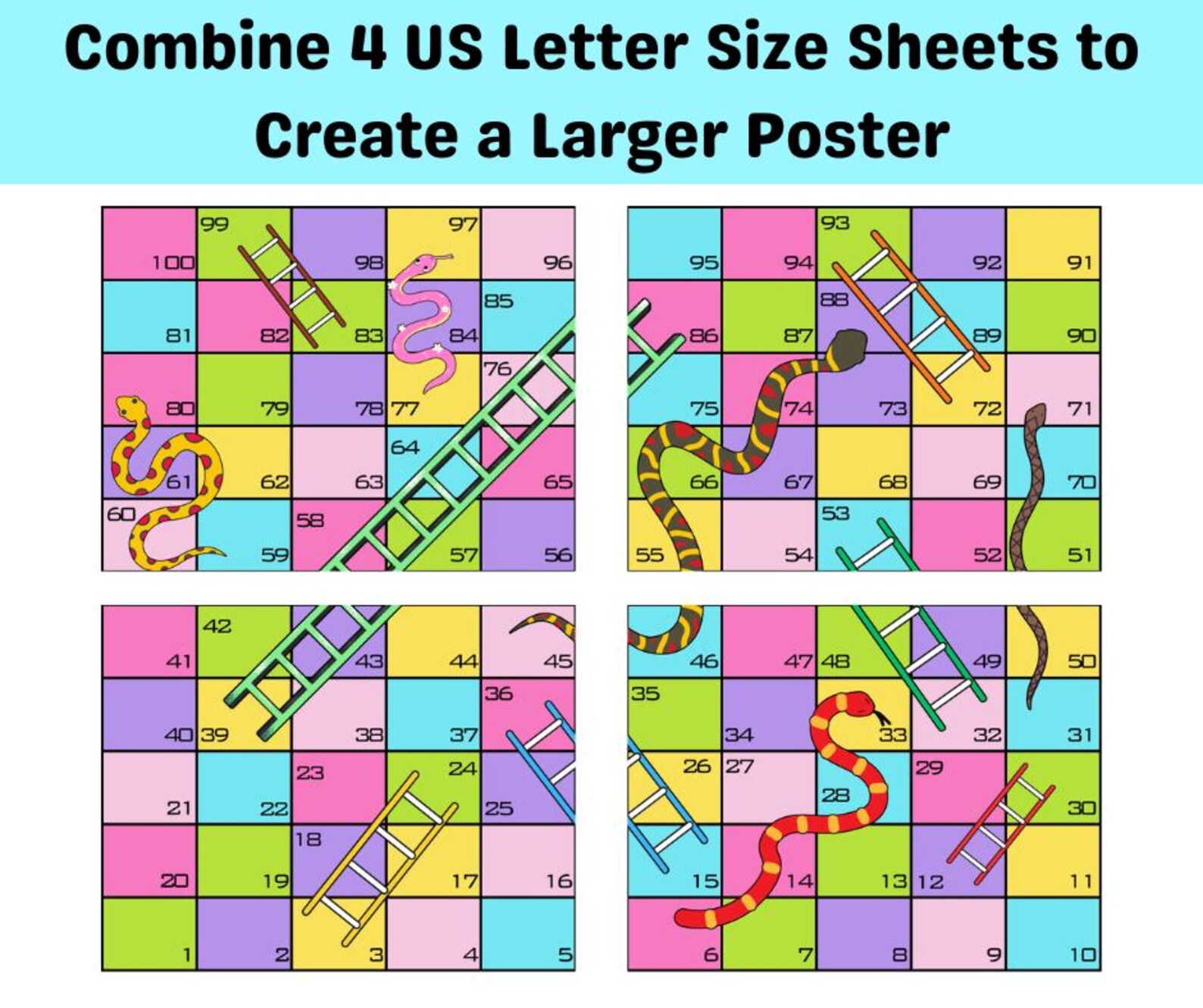 Printable Snake and Ladder Board Game | Fun Family Activity | Classic ...