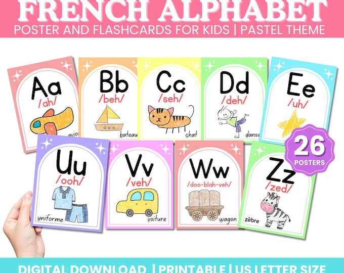 French Alphabet Flashcards | Digital Download, Montessori, Printable ...