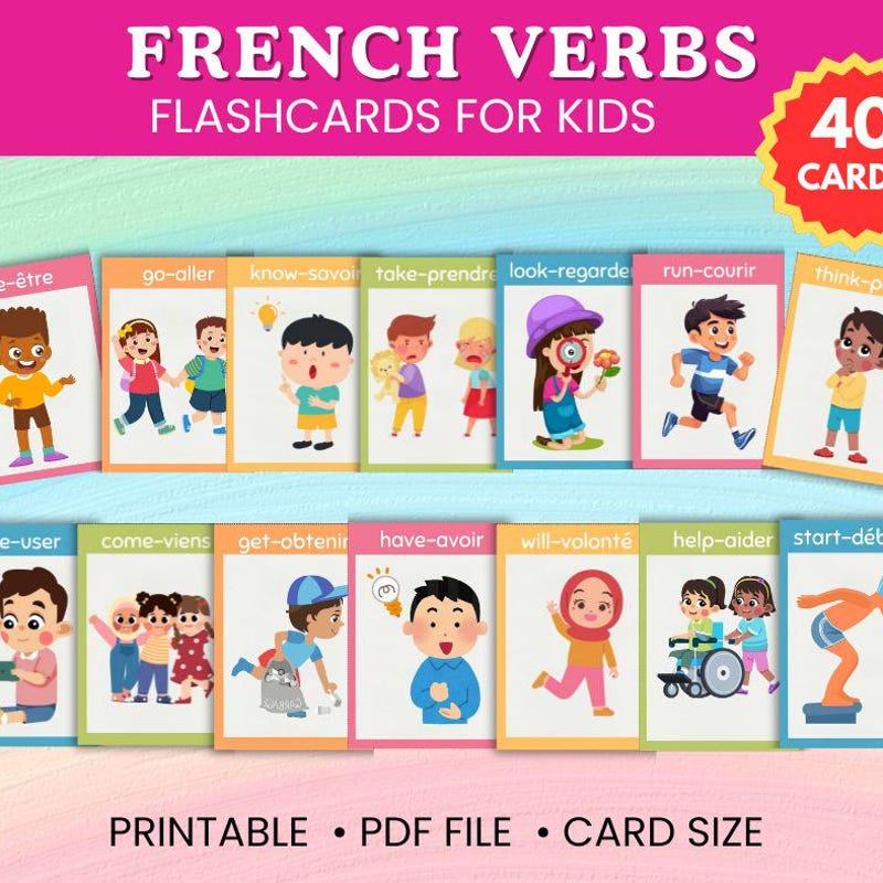 French Flashcards Printable - Etsy