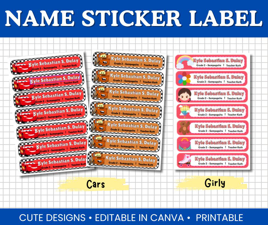 Name Sticker Label for Notebook for Kids Template Stick on Name Labels ...