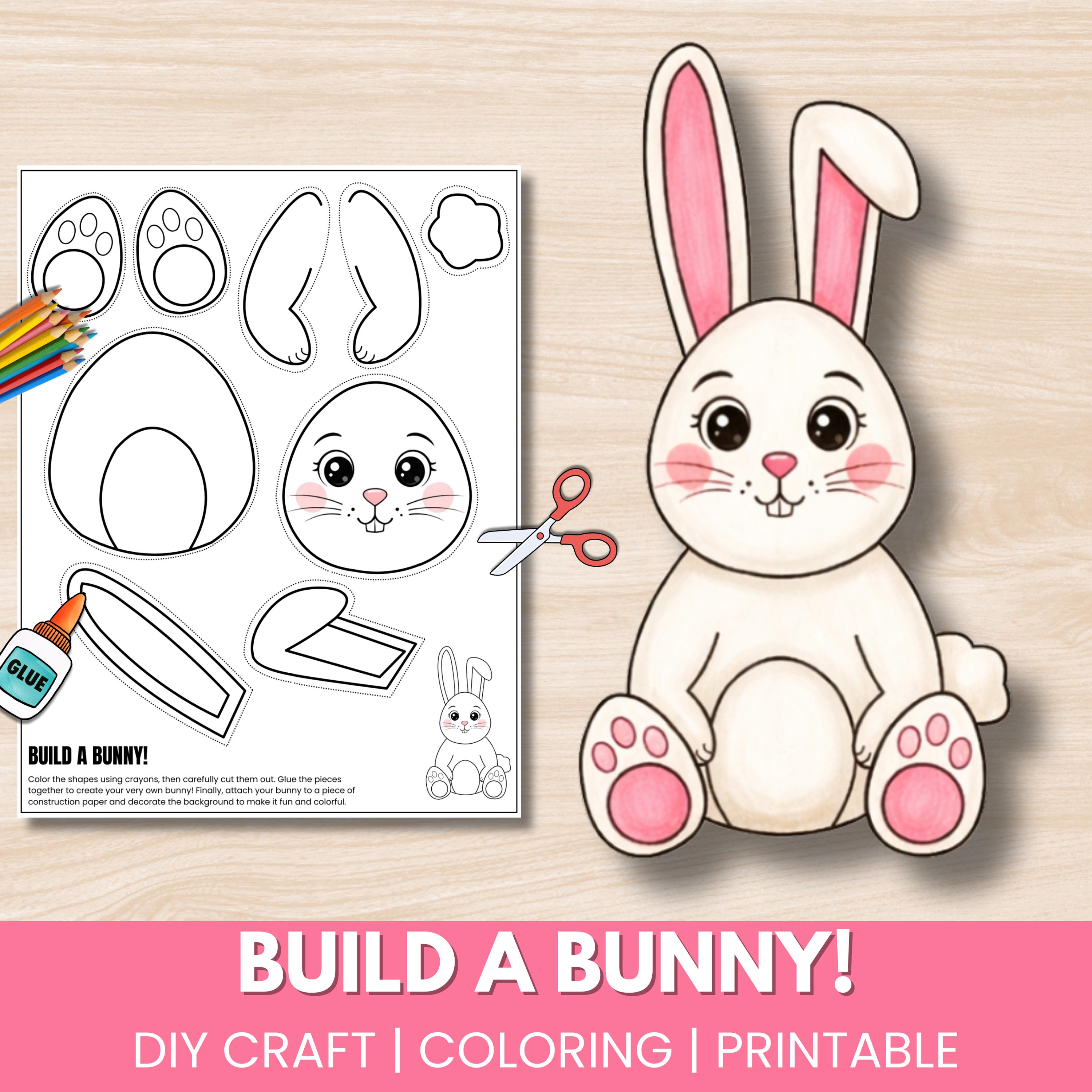 Build-a-bunny Coloring Craft | DIY Cut and Paste Activity | Printable ...