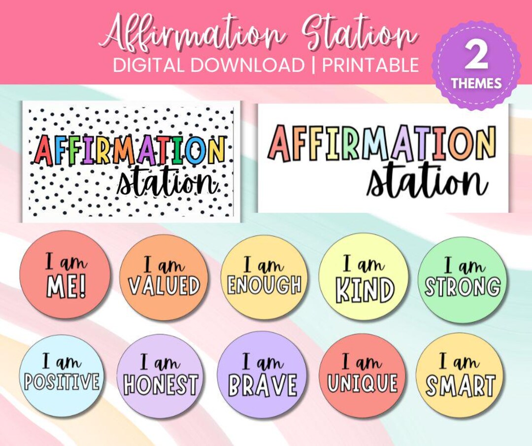 Printable Affirmation Station, I Am Affirmations, DIGITAL Affirmation ...