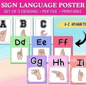 Rainbow ASL Alphabet Posters: Classroom Homeschool Decor (digital ...