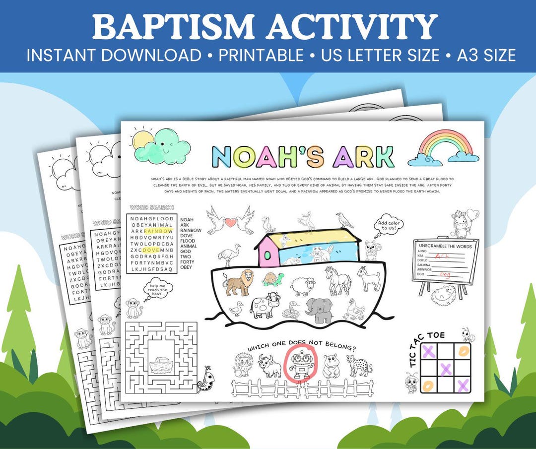 Noahs Ark Activity, Bible Coloring Games, Old Testament Study Guide for ...