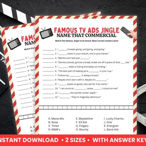 Tv Commercial Jingle Trivia Game - Etsy