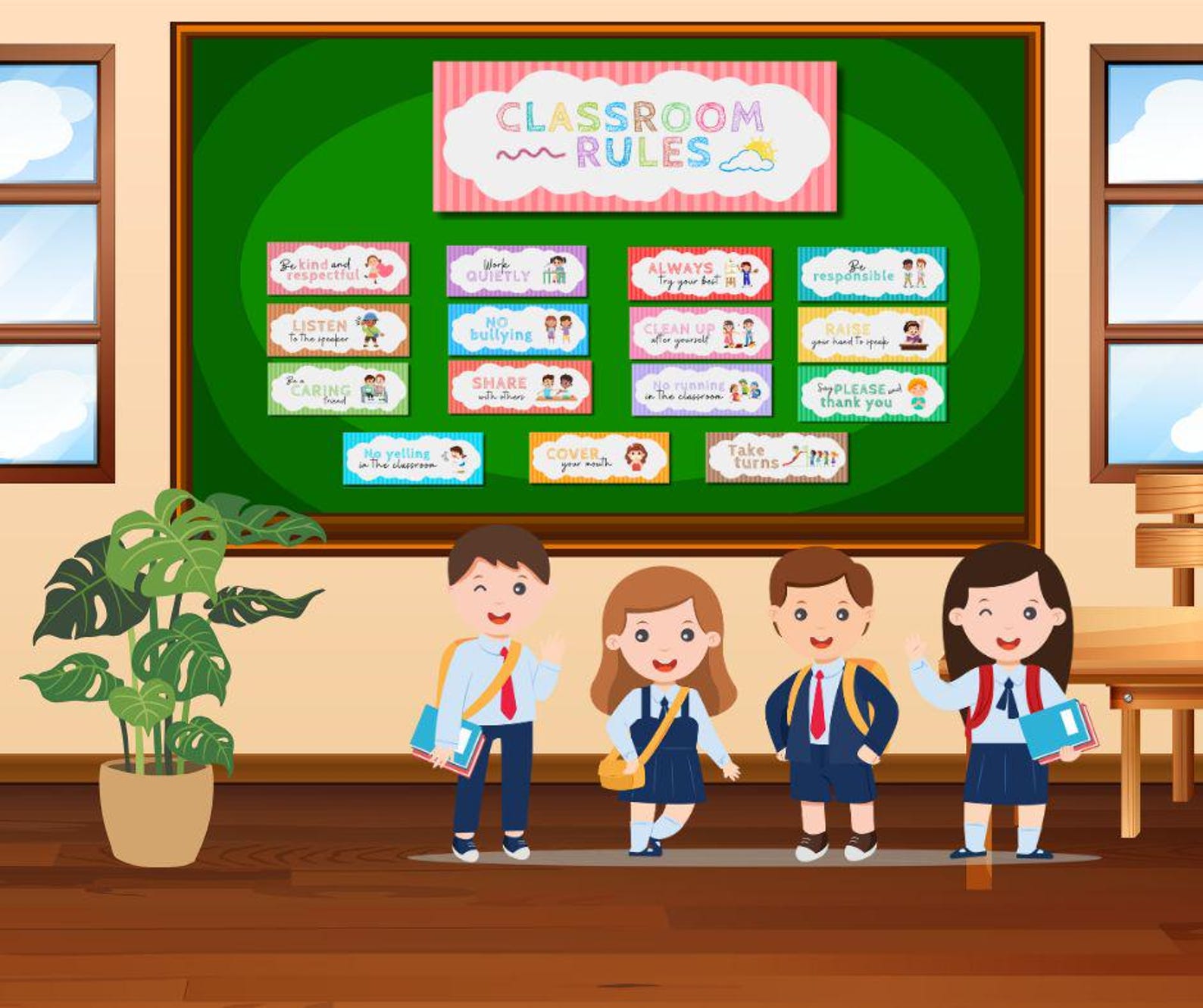 Printable Classroom Rules | Daycare Behavior Guidelines | Pre-k Rules ...