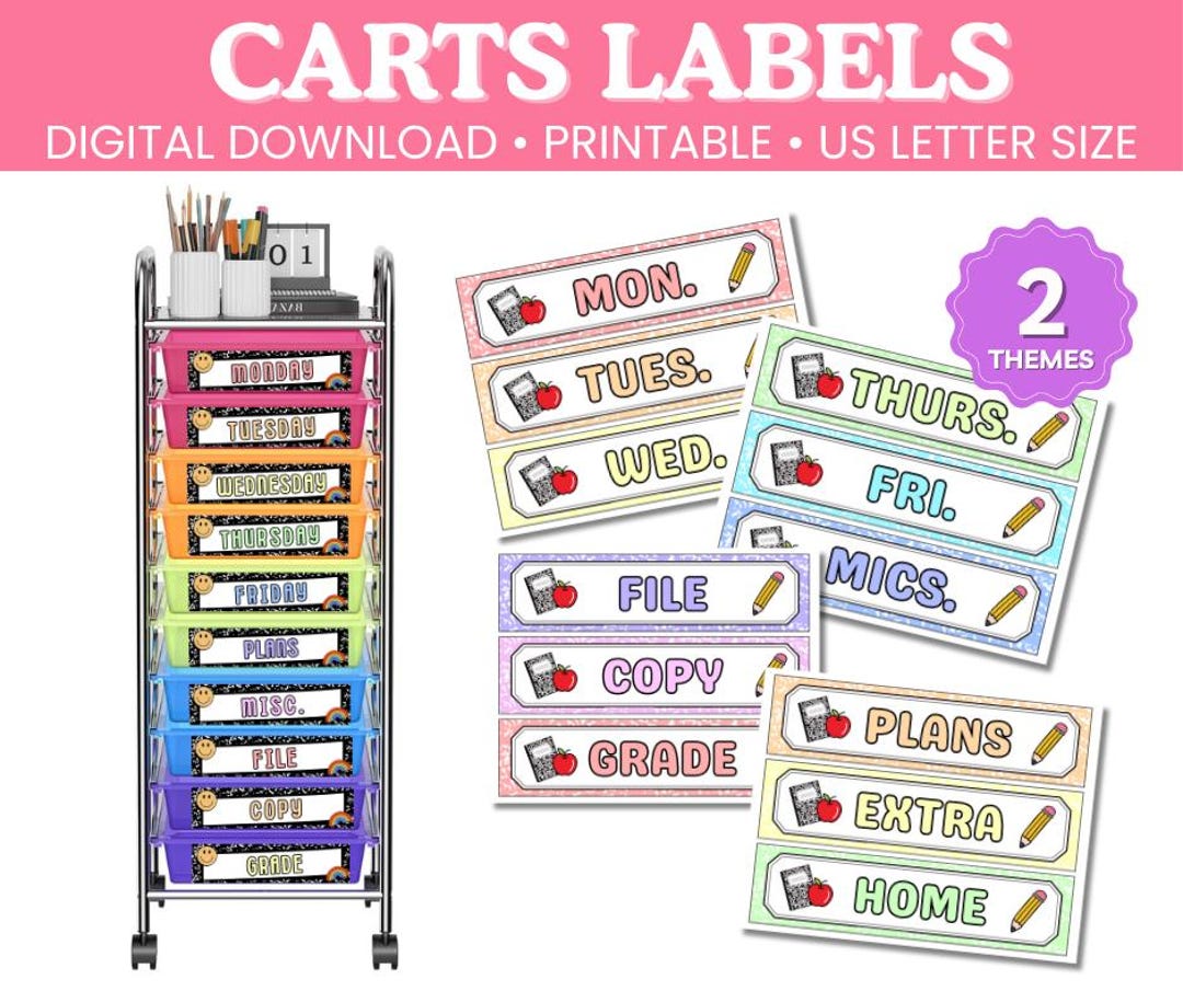 Printable Rolling Cart Labels | Teacher Classroom Organization Tags ...