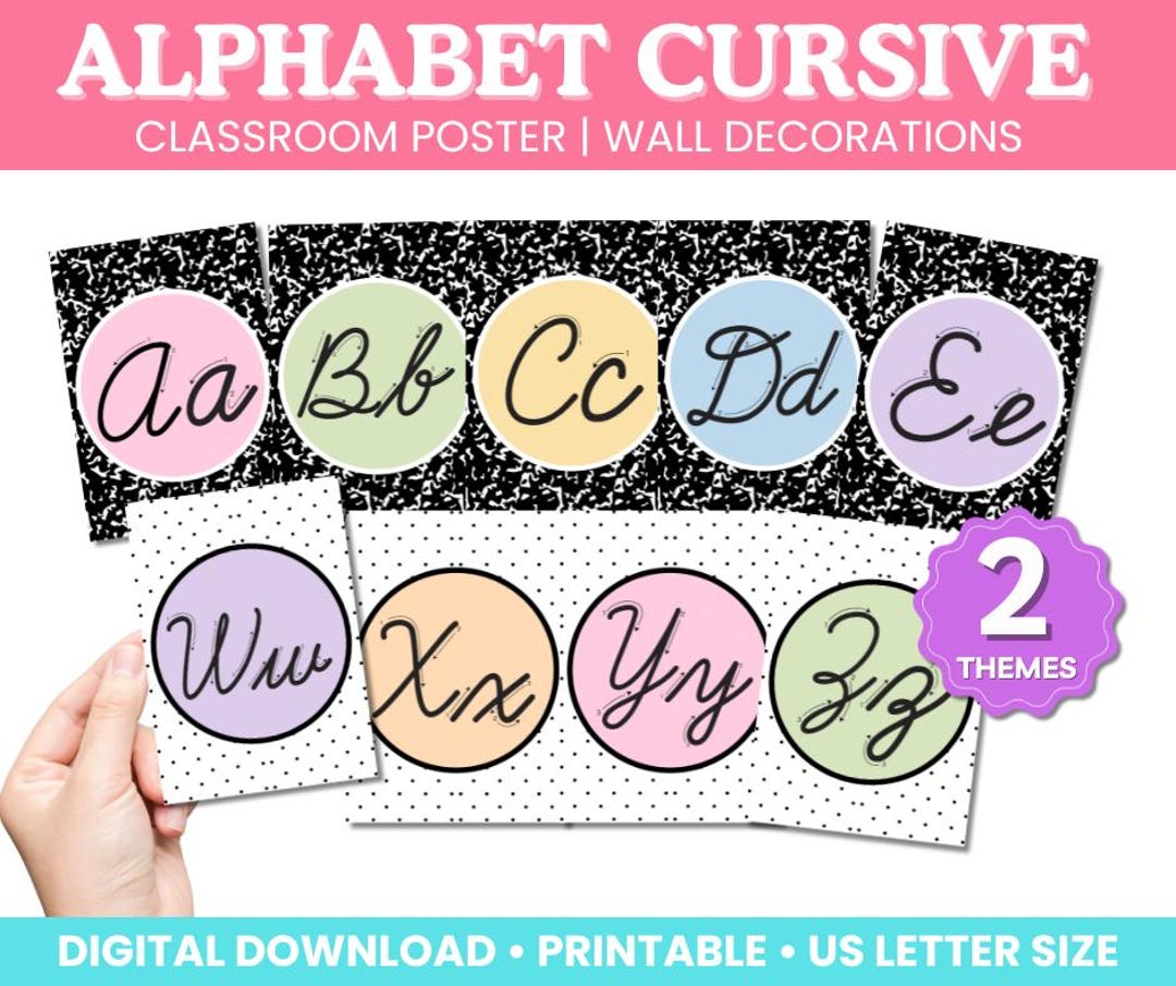Alphabet Posters and Cursive Alphabet Posters for Composition Notebook ...