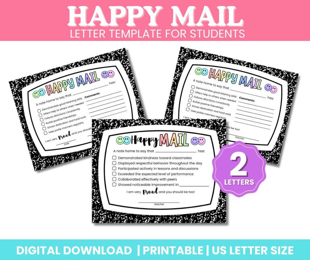Teacher Happy Mail | Positive Notes Home | Parent Communication ...
