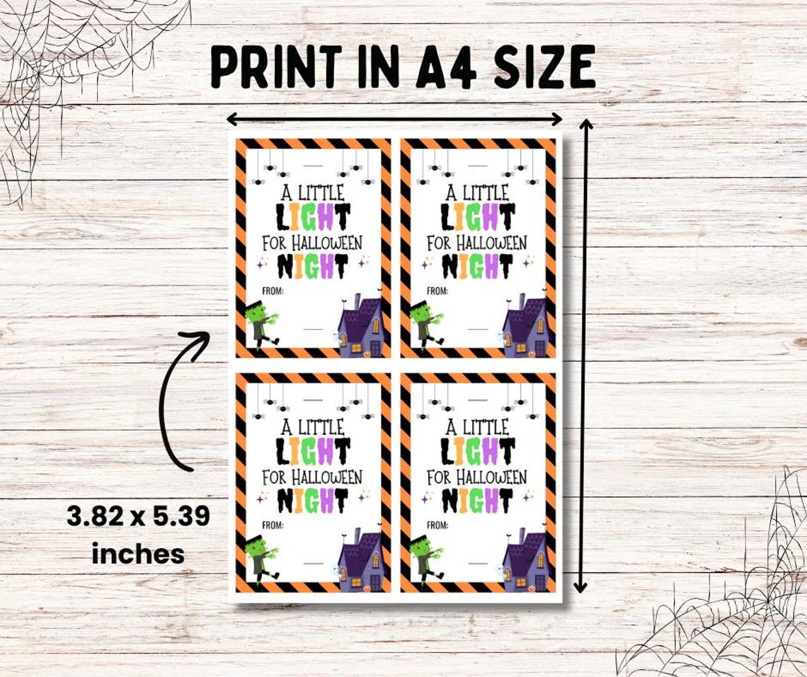 Glow Stick Halloween Tag Printable A Little Light Editable Glow Stick ...