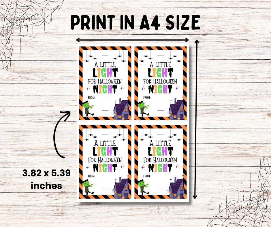 Glow Stick Halloween Tag Printable A Little Light Editable Glow Stick ...