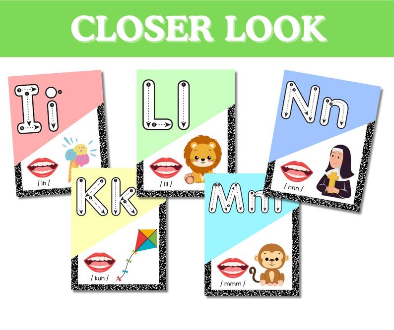 Composition Notebook Classroom Decor Alphabet Posters Manuscript - Etsy
