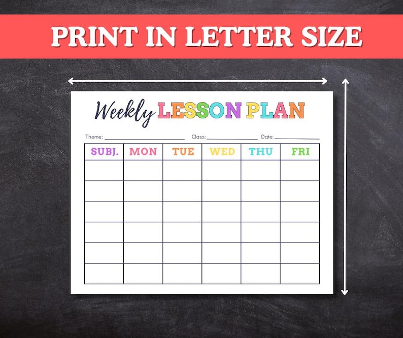 Simple Weekly Lesson Plan Template | Printable PDF for Preschool ...