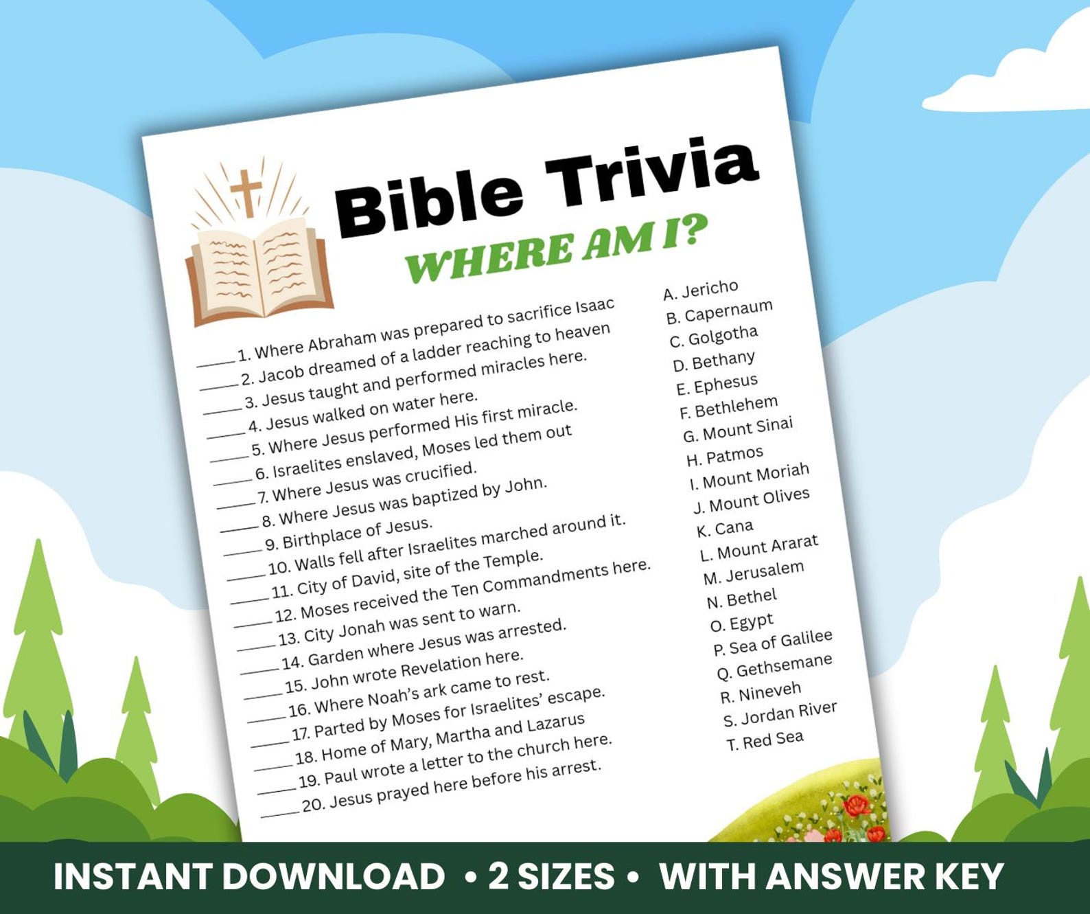 Bible Trivia for Adults, Sunday School Activities, Church Games, Senior ...