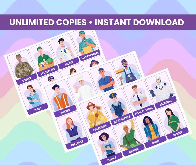 Jobs and Professions Flashcards for Kids | Community Helpers Printable ...