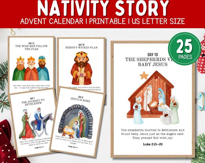 Nativity Story Advent Calendar for Kids | Cute Themed Printable Crafts ...