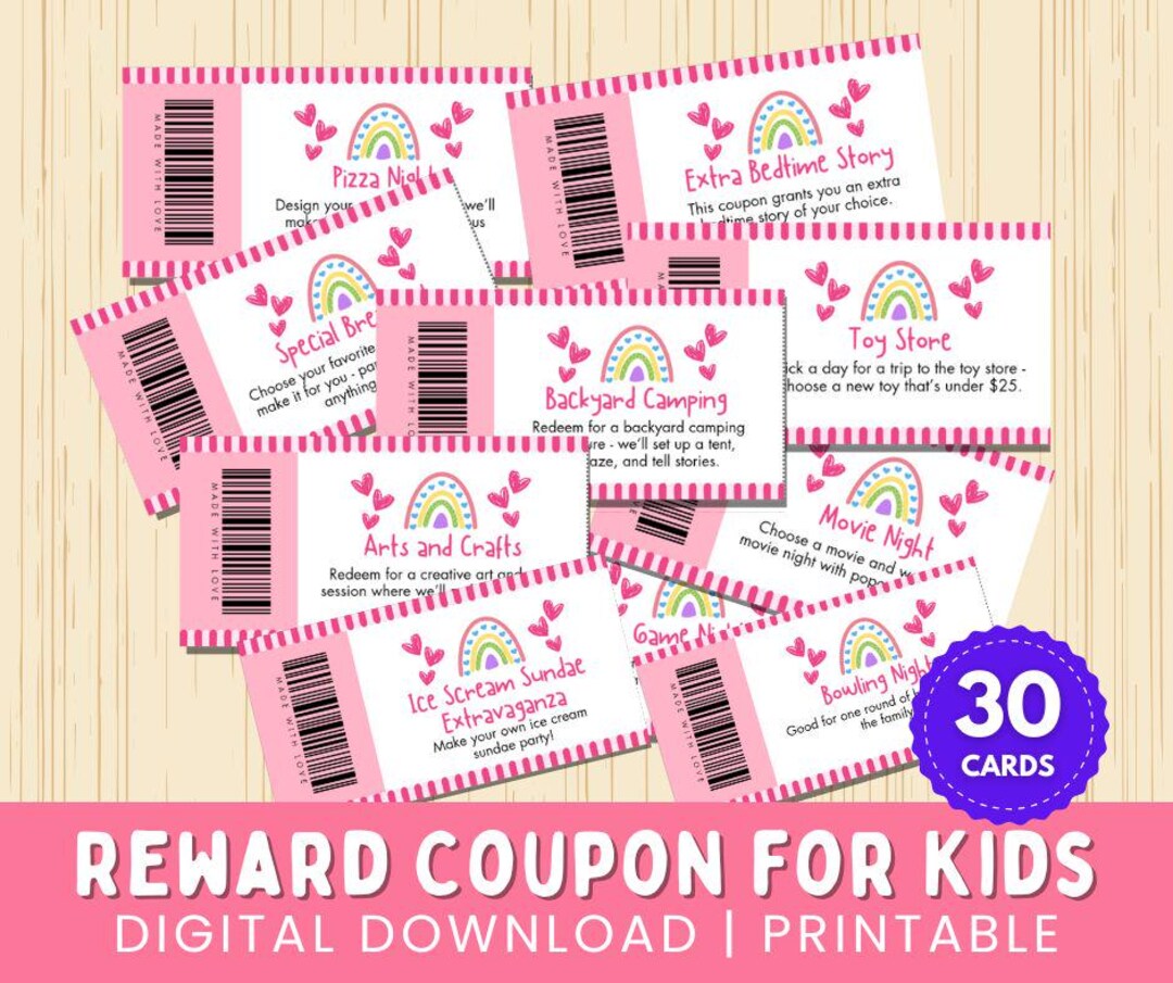 Coupon Book for Kids, Printable Reward Coupons for Kids, Birthday ...