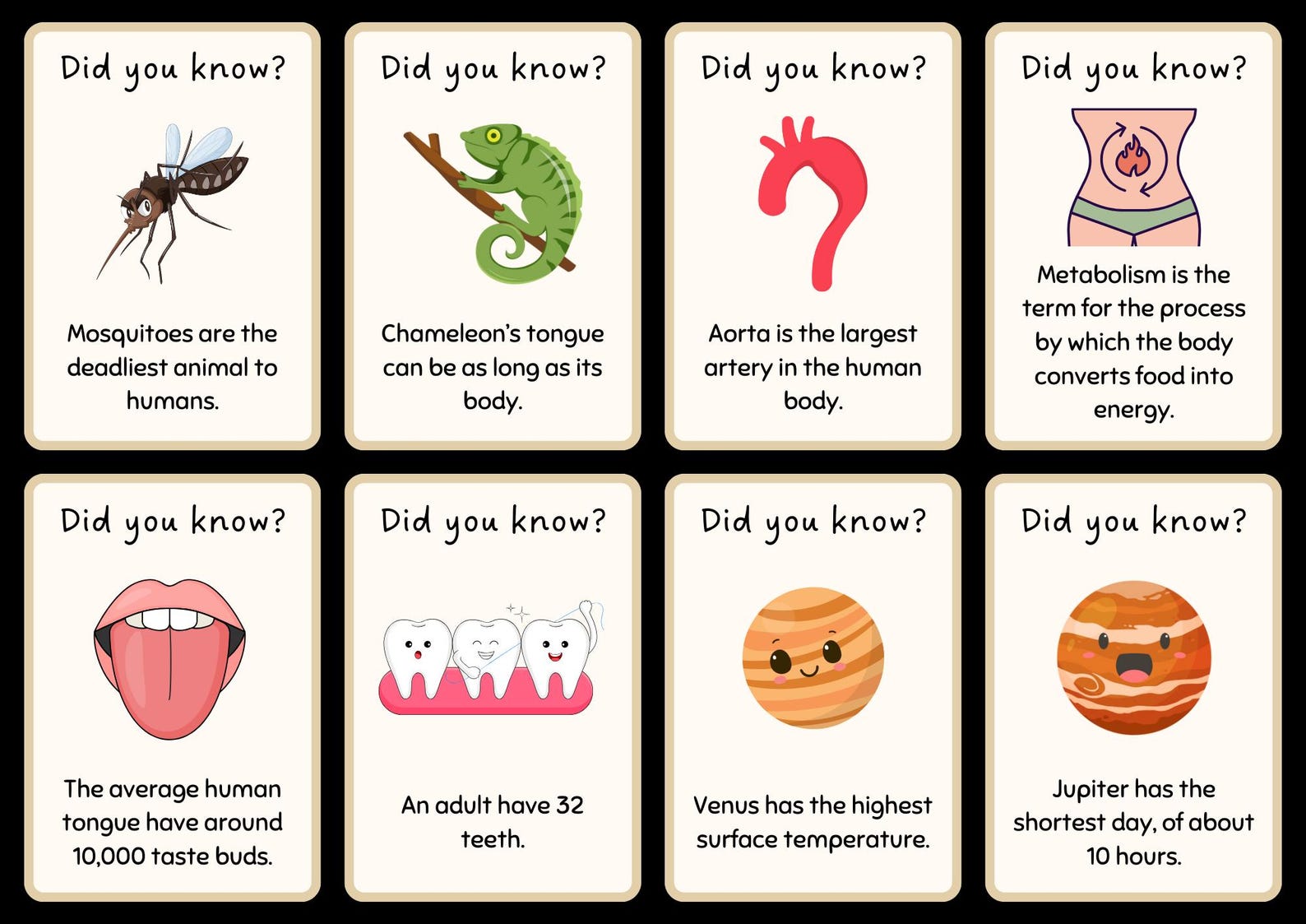 120 Science Trivia Flashcards for Kids | Elementary Science Facts ...
