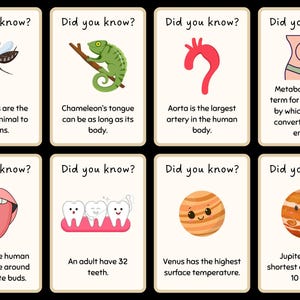 Science Trivia Flashcards for Kids: Elementary Facts (instant Download ...