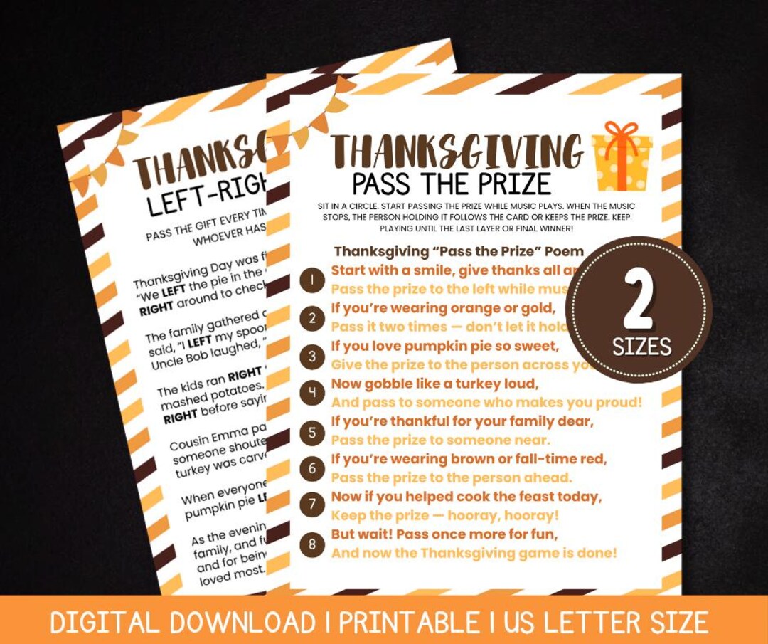 Thanksgiving Pass the Prize Game Thanksgiving Games Thanksgiving Left ...