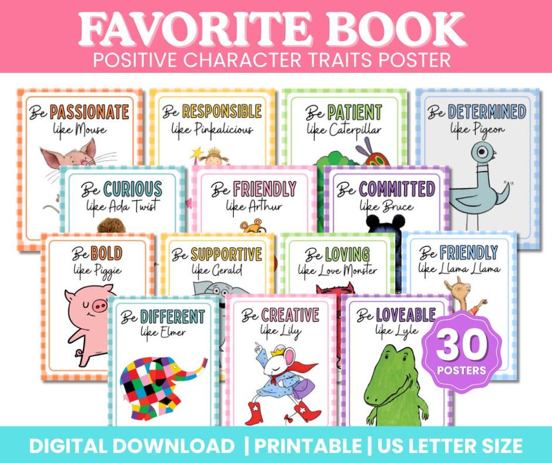 Favorite Primary Book Character Positive Affirmation Quotes Printable ...