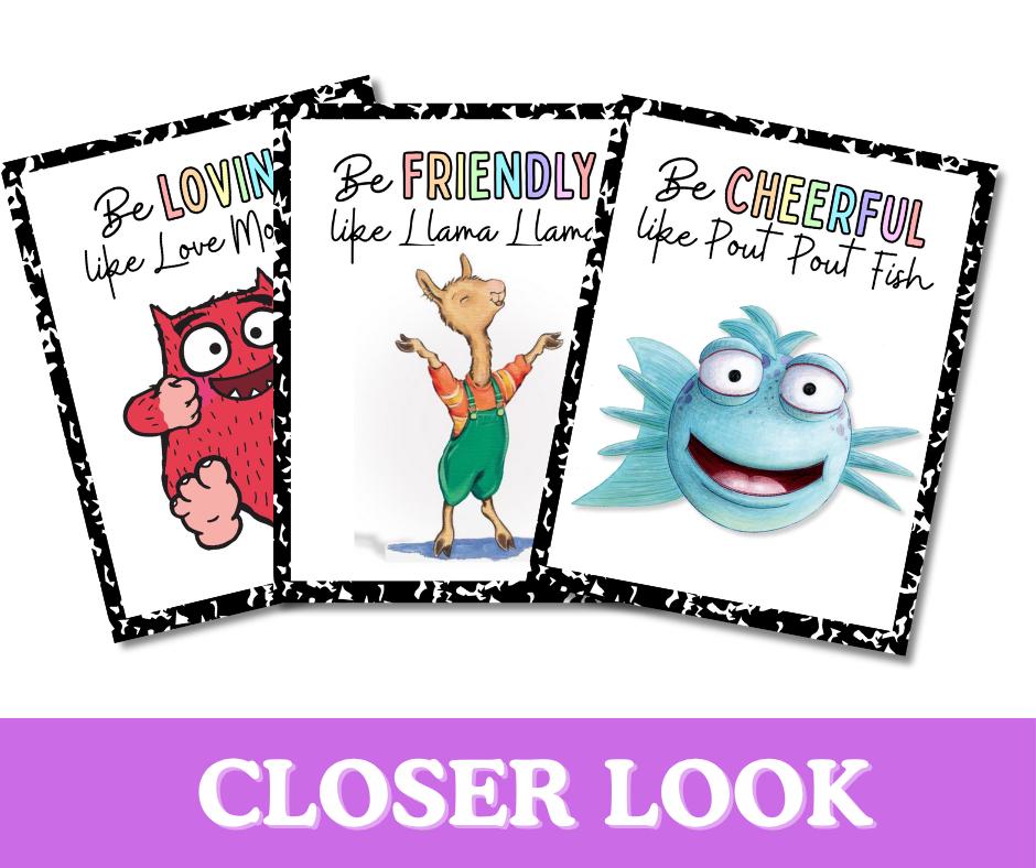 Favorite Primary Book Character Positive Affirmation Quotes Printable ...