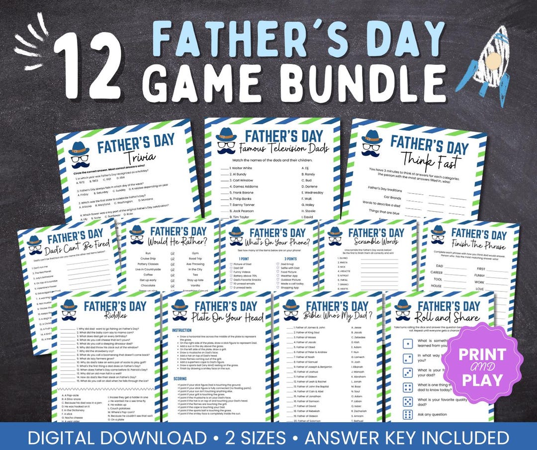 Father's Day Game Bundle | Printable Father's Day Games for Kids and ...