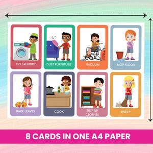Printable House Chores Flashcards for Kids | Everyday Household Tasks ...