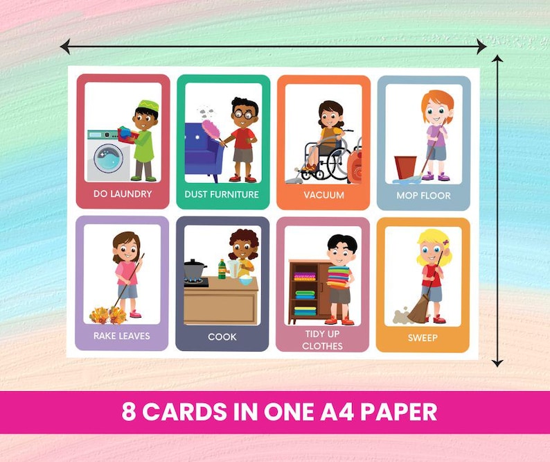 Printable House Chores Flashcards for Kids | Everyday Household Tasks ...
