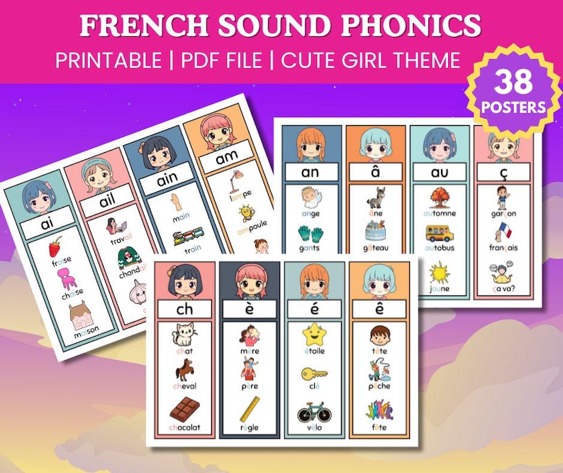 French Phonics Flashcards for Kids | 34 Educational Flashcards for the ...