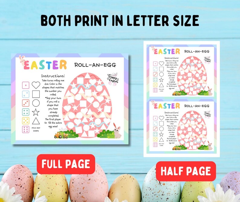 Easter Roll-a-dice Game Printable | Roll an Egg Shapes Activity | Fun ...