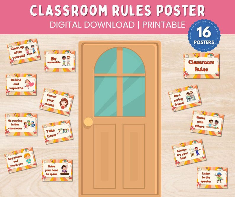 Printable Classroom Rules | Daycare Behavior Guidelines | Pre-k Rules ...