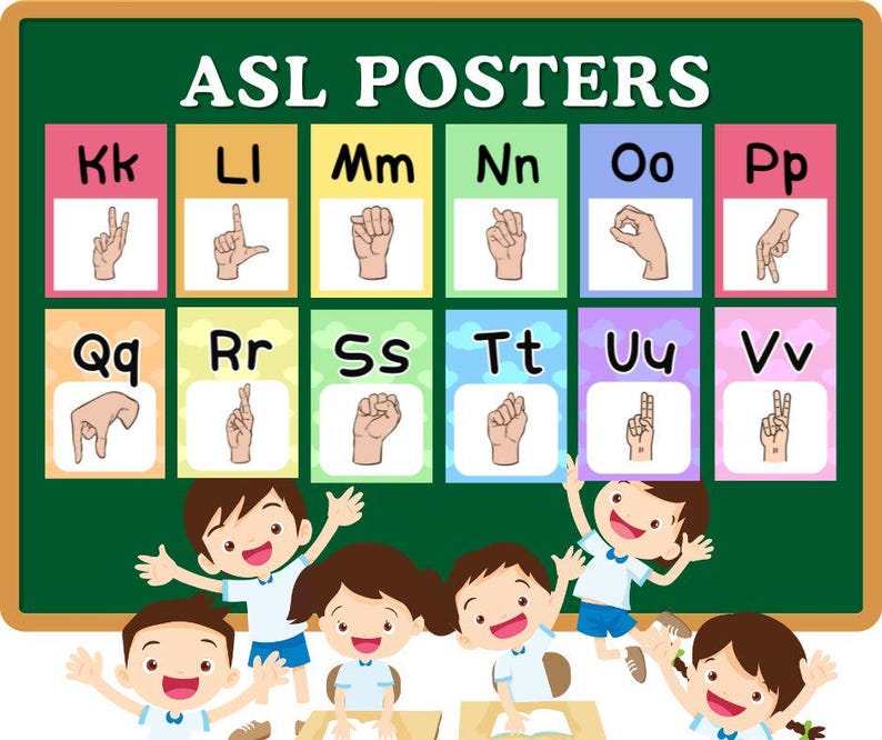 ASL American Sign Language Alphabet Posters RAINBOW Rainbow Classroom ...