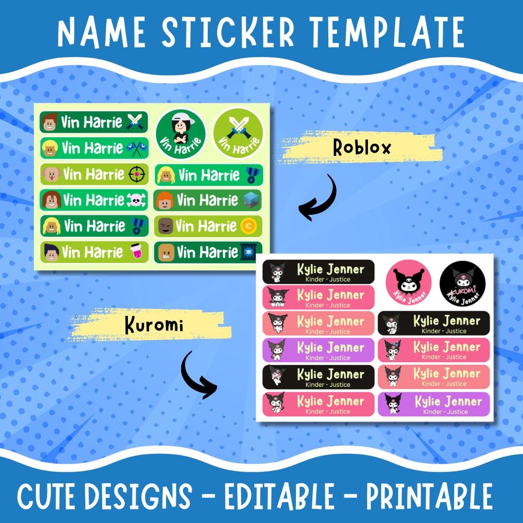 Name Sticker for Kids Template 2 - Etsy